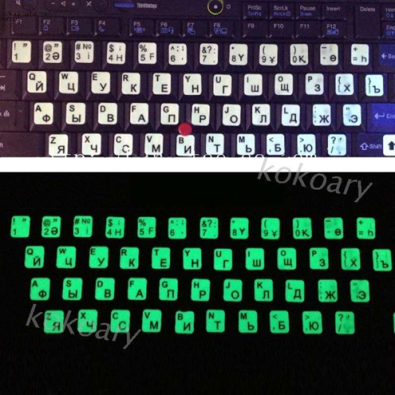 Jual KOK Russian Letters Ultrabright Fluorescence Luminous Keyboard ...