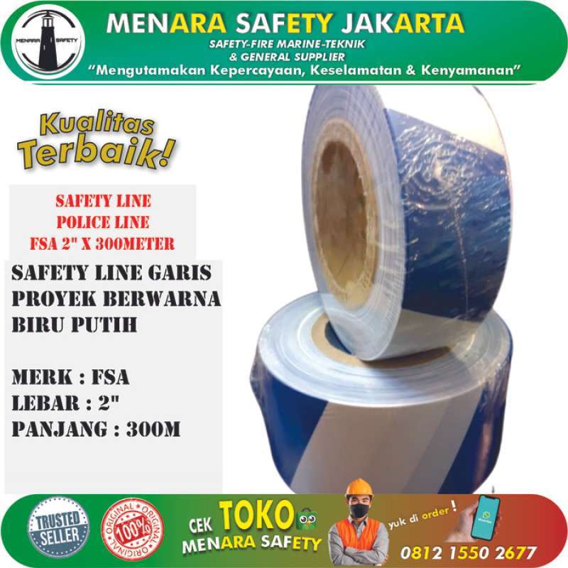 Jual Safety Line Garis Proyek Police line FSA 2x300m Warna Biru Putih ...