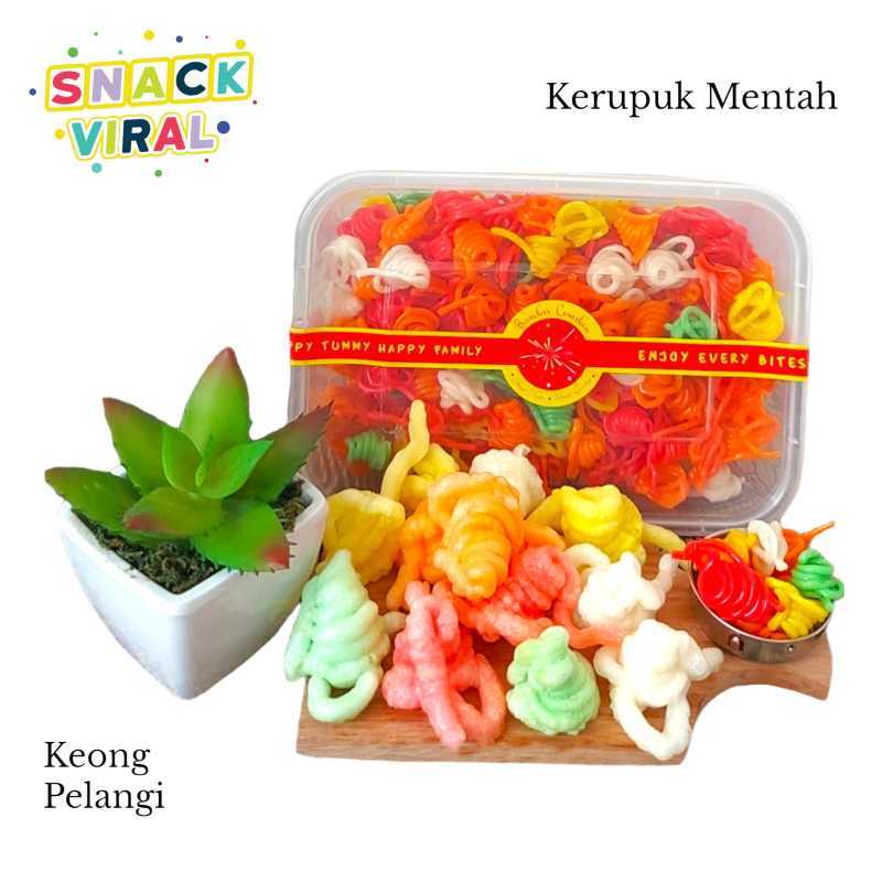Promo Snack Viral - Kerupuk Keong Pelangi Mini - Krupuk Kering Mentah ...