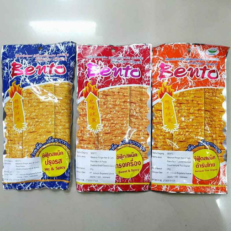 Jual Bento makanan ringan ikan dan cumi cumi 24 gr 3 varian rasa di ...