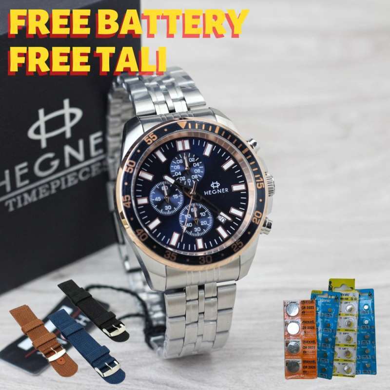 Promo Jam Tangan Pria Hegner Original Tali Stainless Steel Tanggal ...