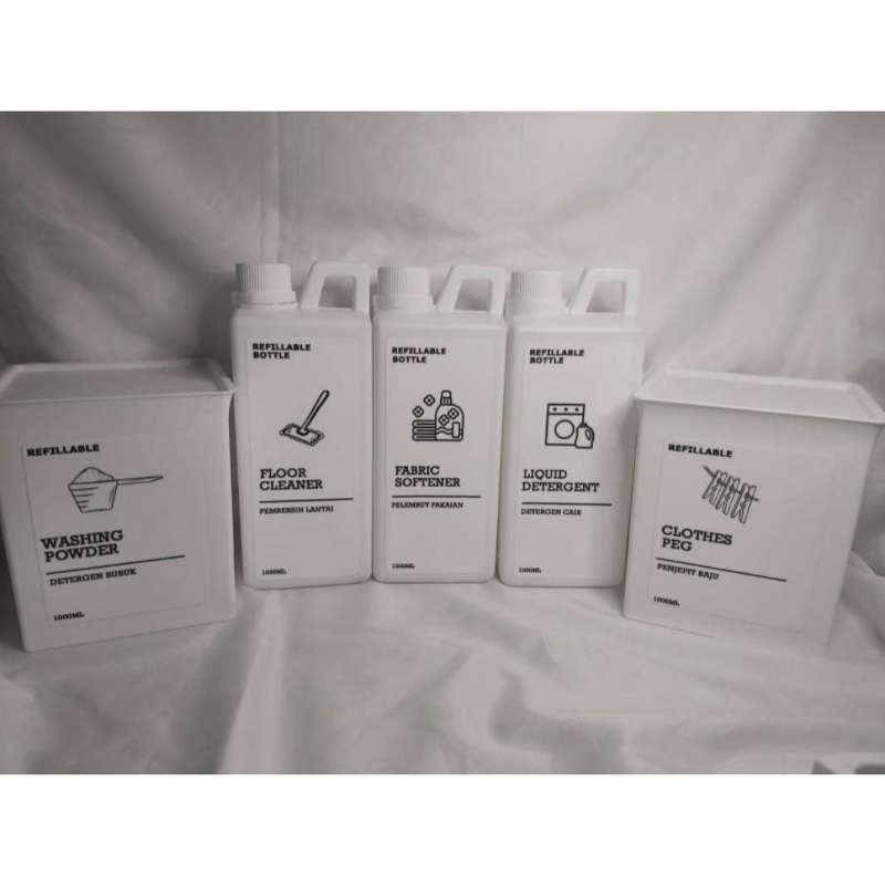 Jual TEMPAT LAUNDRY AESTHETIC/WHITE SERIES/TEMPAT DETERJEN/BOTOL REFIL ...