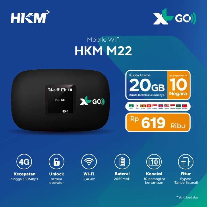 Jual Mifi Router Hkm M22 Xl Go Modem Wifi 4g Lte Hkm M22 Telkomsel ...
