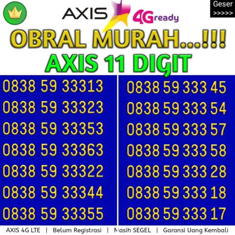 Promo Kartu Perdana Nomor Cantik AXIS TRIPLE COUPLE 111 222 333 444 555 666 Diskon 23% di Seller ...