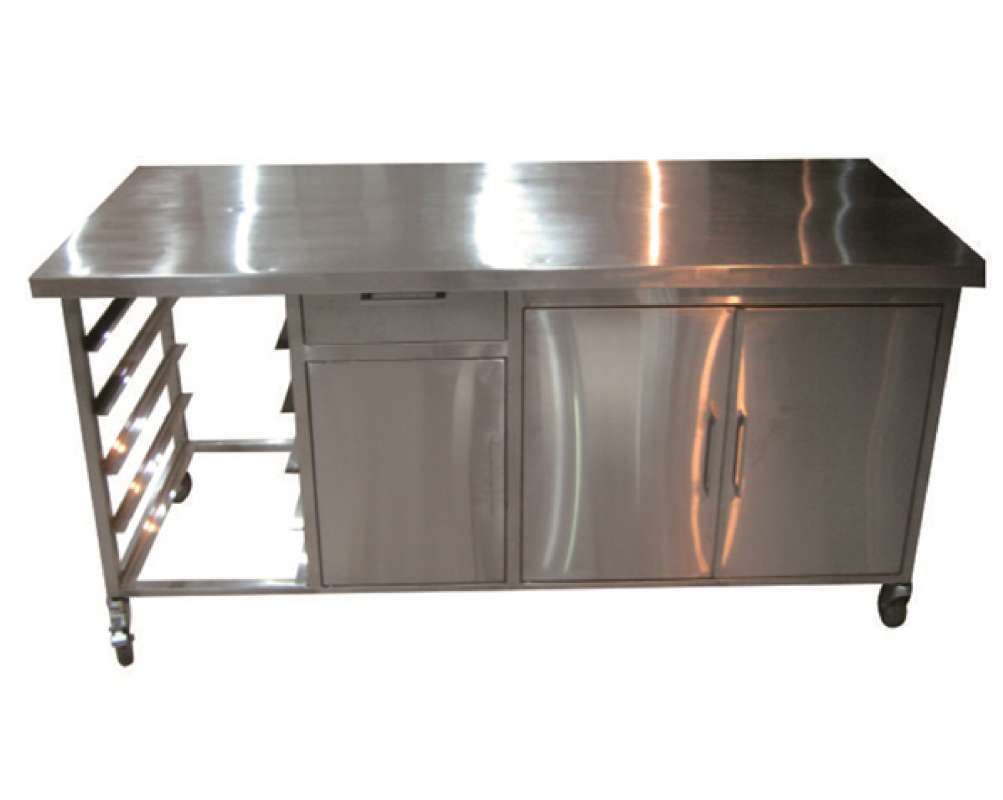 Jual Bake Meja Kerja Stainless dengan Rak Laci dan Lemari uk. 180 x 80 ...