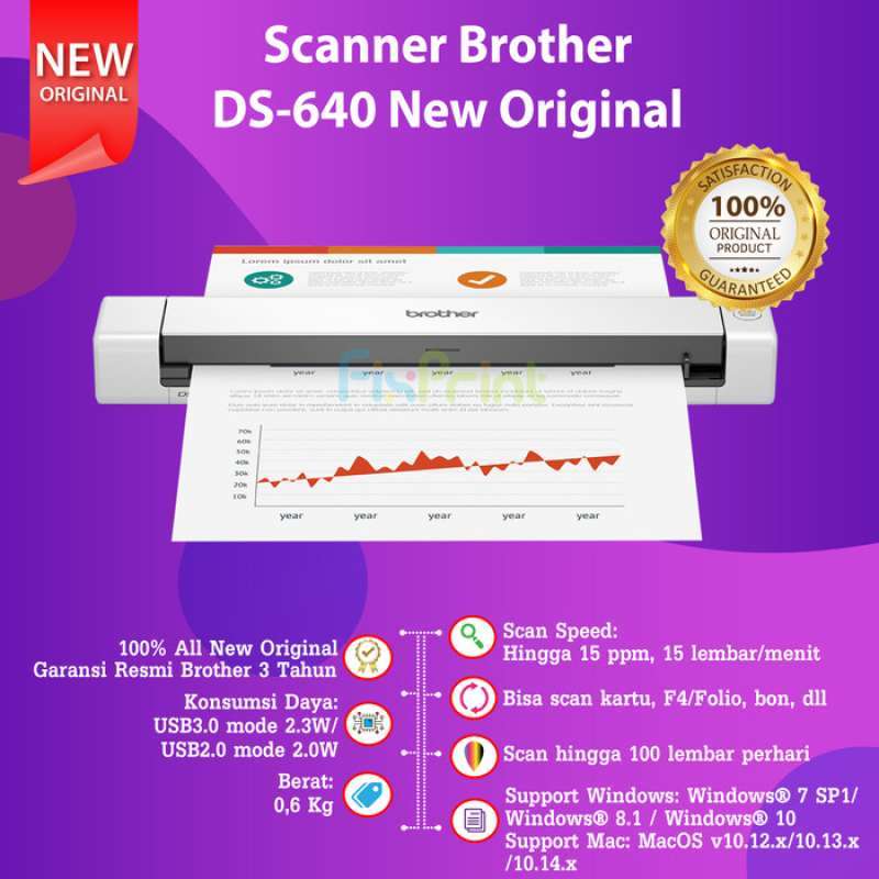 Promo Scanner Portable DS-640 Compact Mobile Document DS640 ...