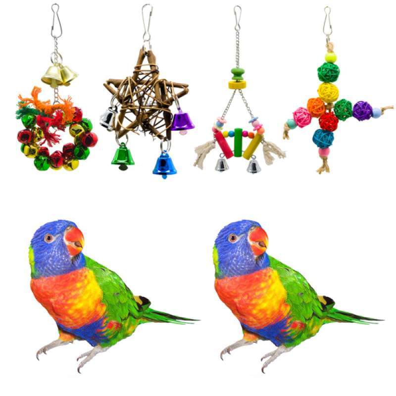 Jual 4 Pack Parrot Bird Cage Hanging Swing Parrot Chewing Climbing Toy ...