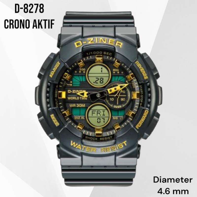 Promo Jam Tangan Pria D-Ziner Original Tali Rubber Tanggal dan Chrono ...