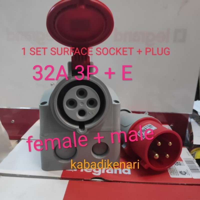 Promo Legrand Surface Socket + Straight Plug 4Pin 32A 3P + E Industrial ...
