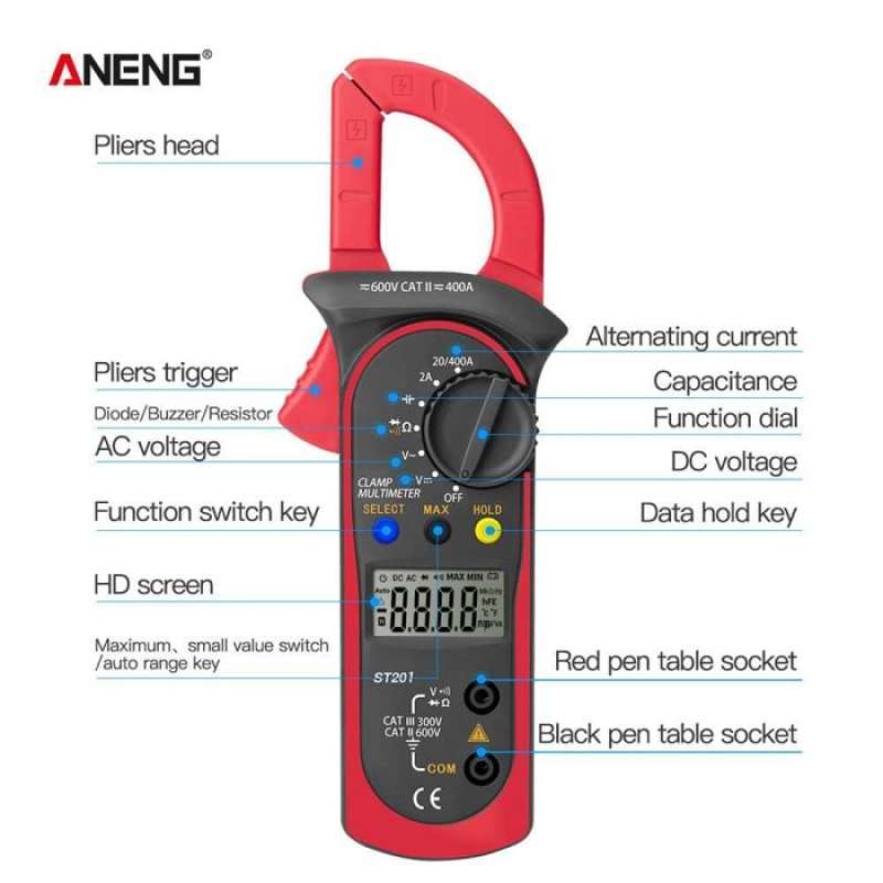 Jual Aneng Tang Ampere Digital Multimeter Voltage Multitester Clamp ...
