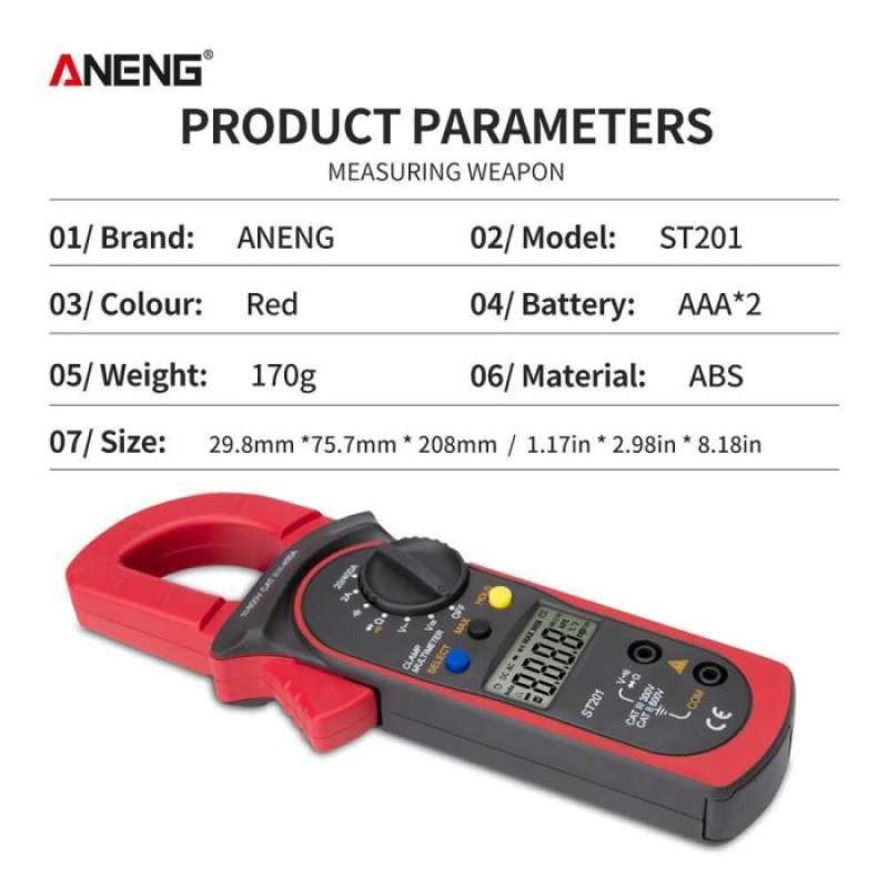 Jual Aneng Tang Ampere Digital Multimeter Voltage Multitester Clamp ...