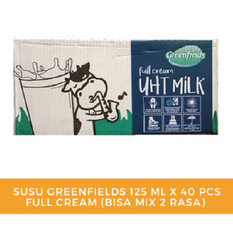 Promo Susu UHT Greenfields Full Cream 1 Dus isi 125 ml x 40 pcs | Susu Greenfields Plain ...