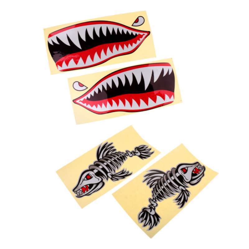 Promo Shark Mouth Teeth Eye Stickers+Fish Skeleton Boat Graphics for ...