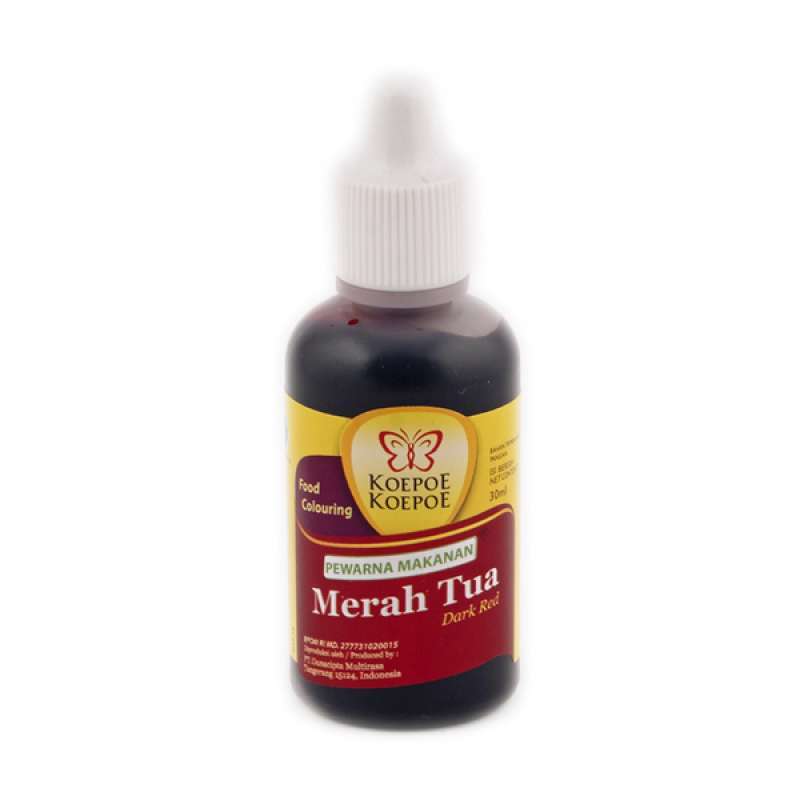 Jual KOEPOE - KOEPOE Pewarna Makanan Warna Merah Tua 30ml - Cap Kupu ...