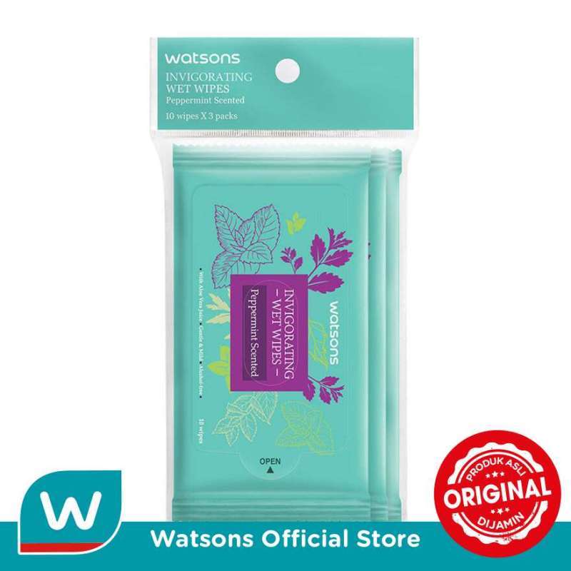 Promo WATSONS Invigorating Wet Wipes Pappermint Scented 3x10s Diskon 54 ...