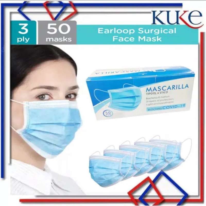 Jual Masker Face Mask 3ply 50pcs / Masker Wajah Kesehatan 3ply BNPB di ...