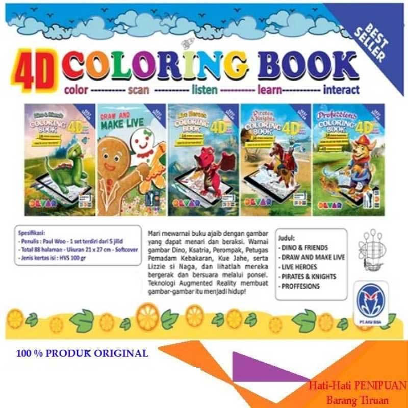 Promo Belajar Mewarnai Augmented Reality 4D Impor - 1 Set Komplit 4D ...
