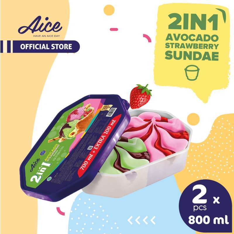 Promo Aice 2in1 Sundae Ice Cream [800 Ml / 2 Pcs] Diskon 48% Di Seller ...