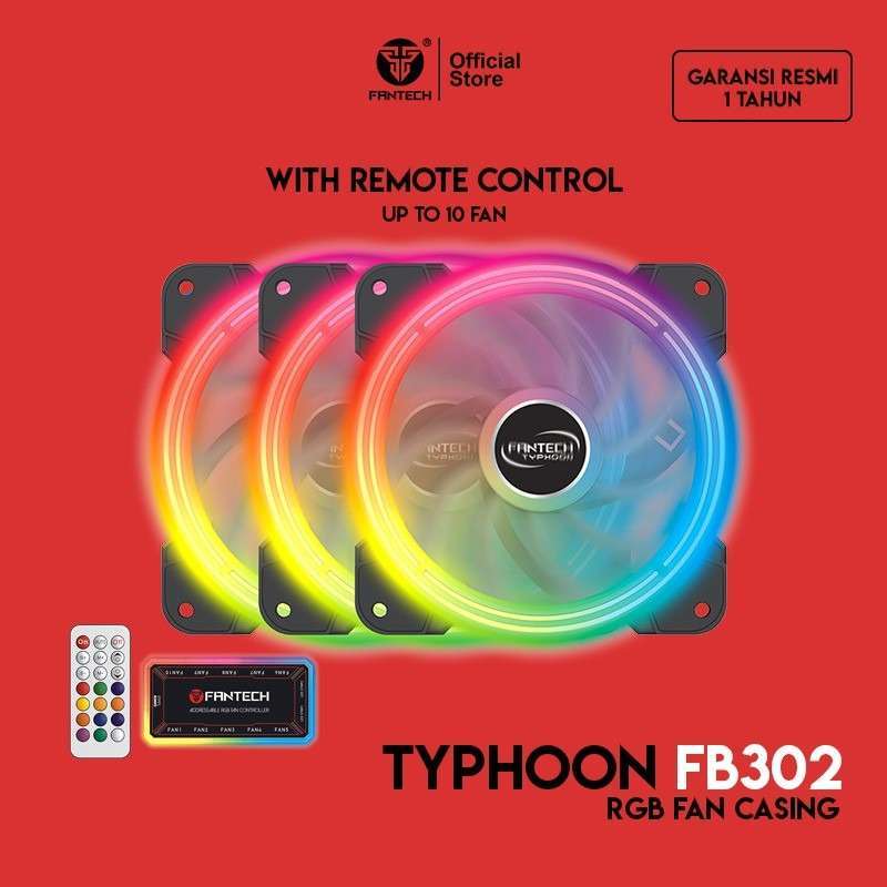 Jual Fantech Fan Casing Rgb 12cm Typhoon Fb302 Withremote Control Di ...