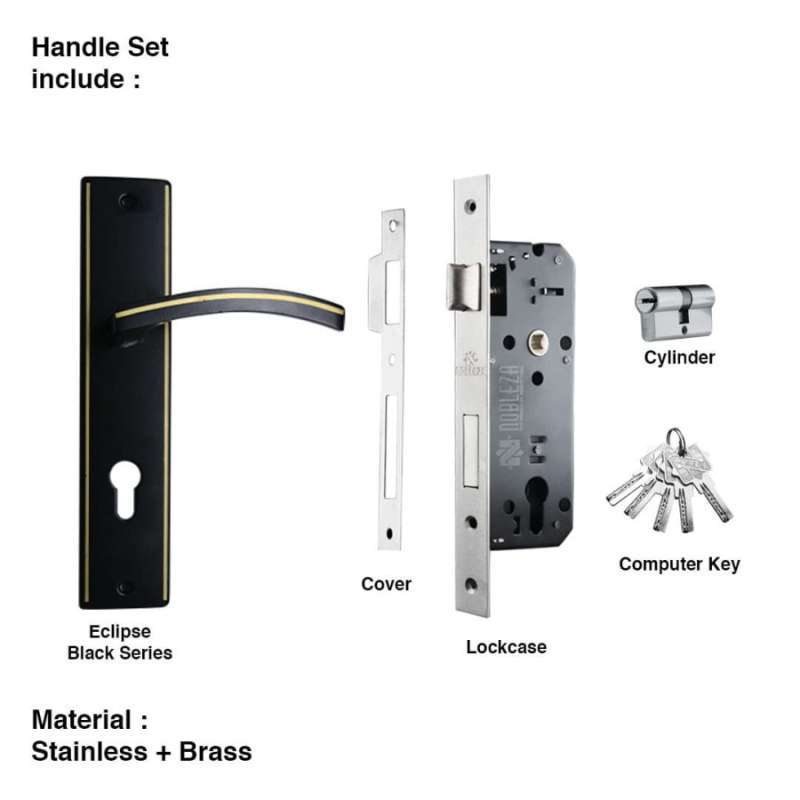 Jual Nobleza Eclipse Black Prime Door Handle Set Gagang Kunci Pintu ...