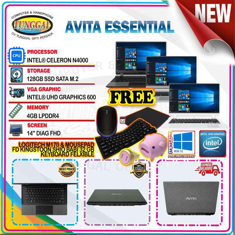 Jual Laptop Avita Essential 14 N4000 4gb 128gb 14 Fhd Win10 - Free ...