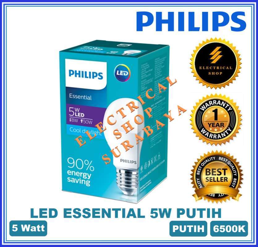 Promo PHILIPS LAMPU LED ESSENTIAL 5W 5 W WATT PUTIH (GARANSI 1 TAHUN ...