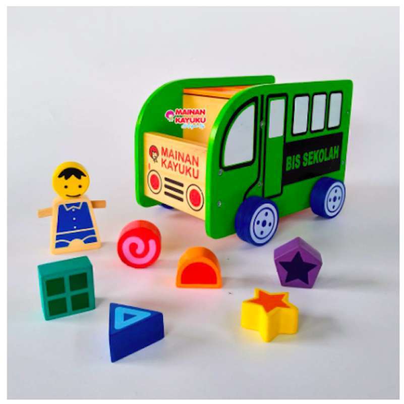 Jual Mainan Kayu - Mainan Edukasi - Bus Sortasi - Sekolah di Seller ...