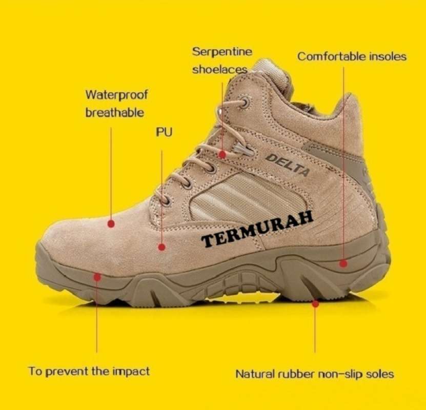 Jual Sepatu Safety Boots Delta Tactical Low Cream Suede Premium Di ...