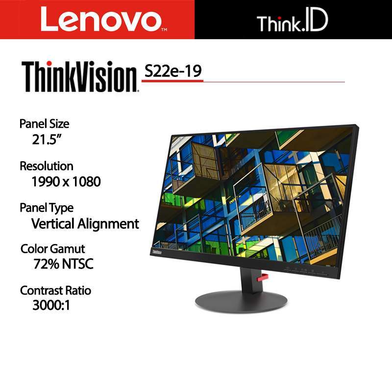 Jual LCD Monitor Lenovo ThinkVision S22e 21.5 Inch LED Backlit di ...