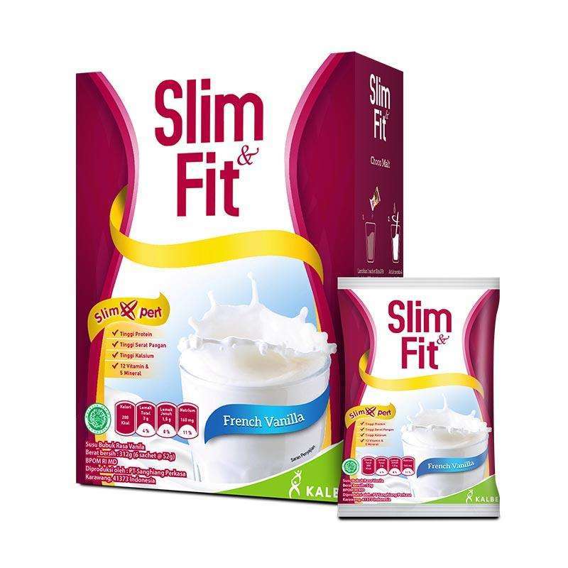 Jual WHS - Kalbe Slim&Fit Milk French Vanilla Meal Replacement [52 g/ 6 ...