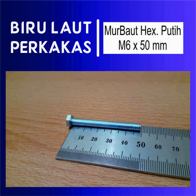 Promo MurBaut Besi Hexagon Baud Mur Nut putih M5x50 M5 X 50 Kunci 8 ...