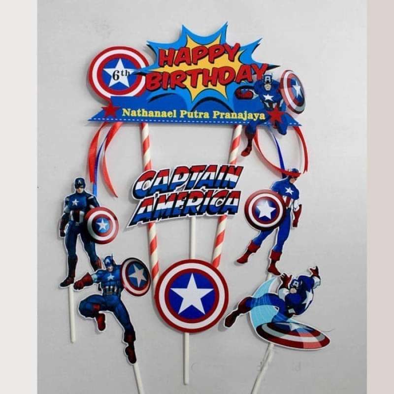 Promo Cake Topper Captain America/hiasan Kue Captain Amerika/cake ...