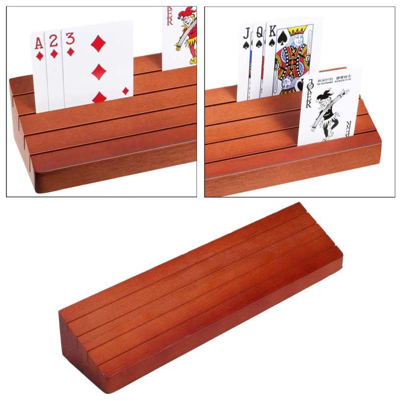 Promo Wooden Playing Card Holder Seat Game Cards Stand Avoid Tired for ...