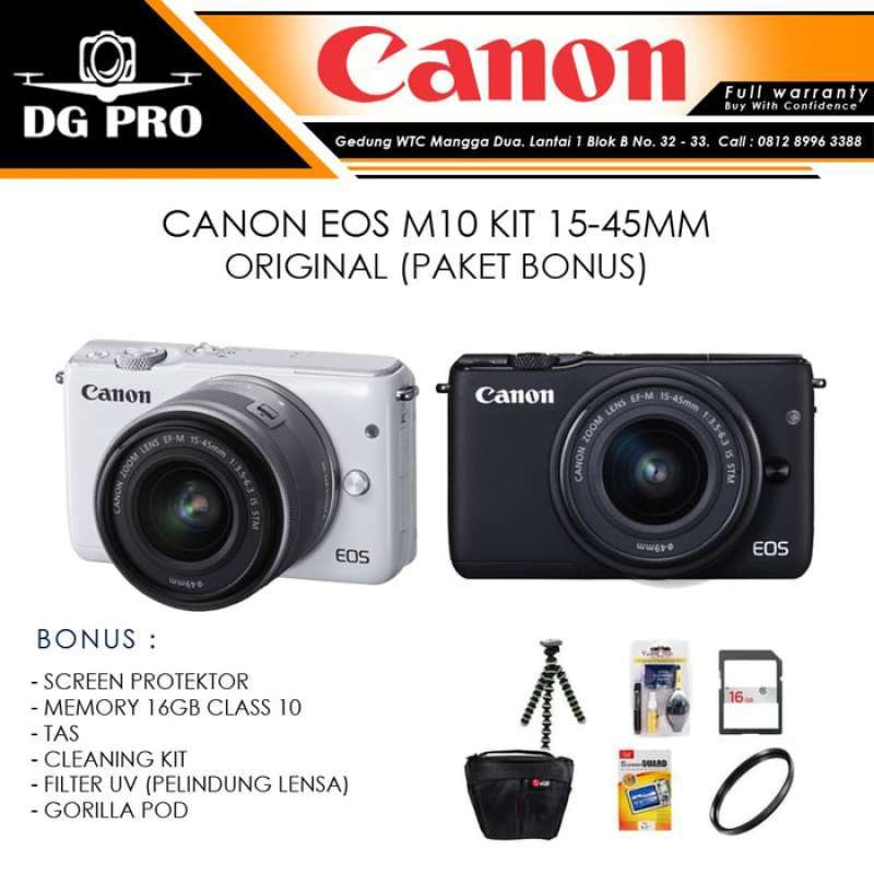 Jual Baru Canon Eos M10 Kit 15-45Mm Original (Paket Bonus) - Kamera ...