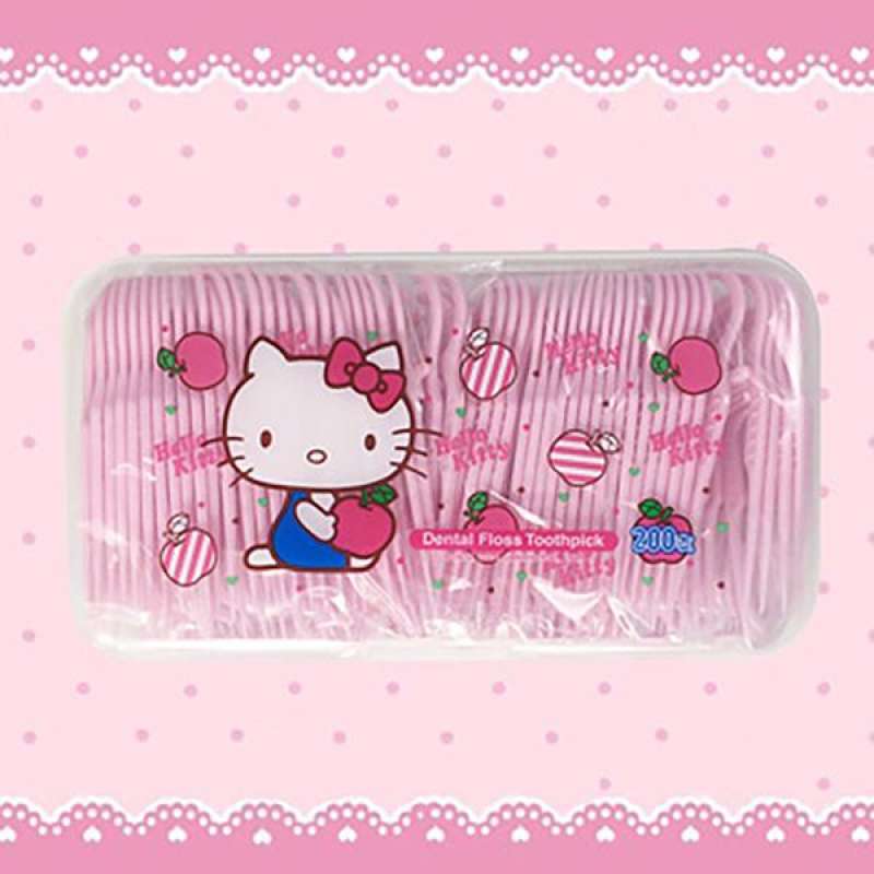Jual Hello Kitty Super tangguh Dental Floss Sticks 200 tongkat x 6 Box ...