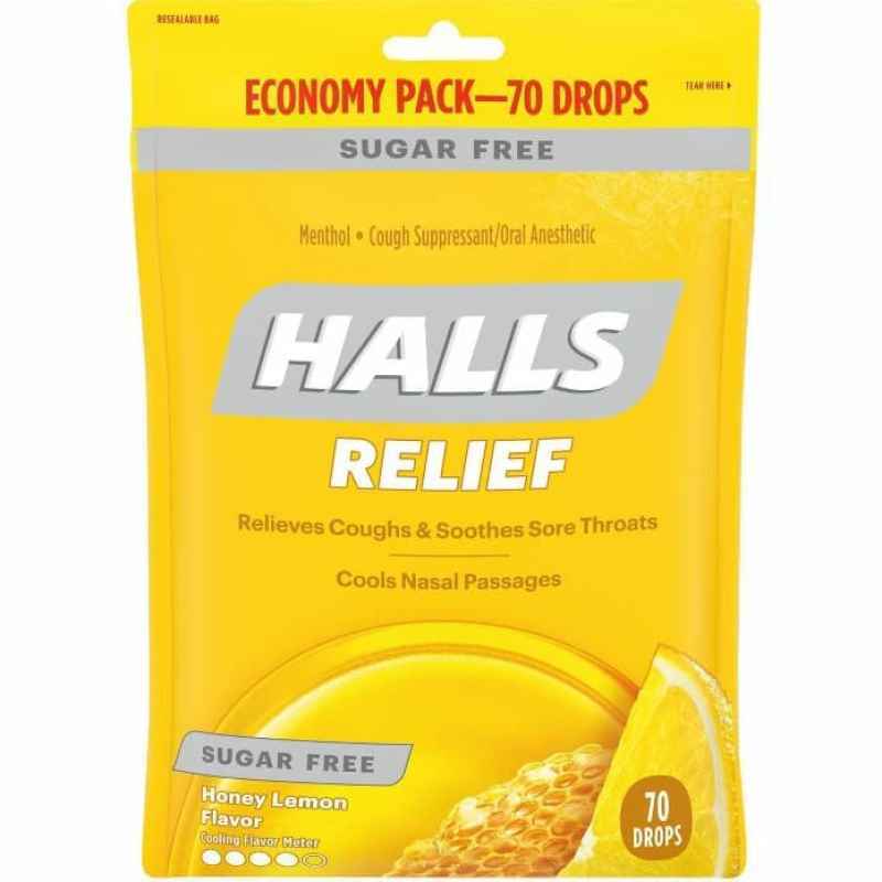 Jual Halls Sugar Free Permen Batuk Pilek Tenggorokan - Honey Lemon isi ...