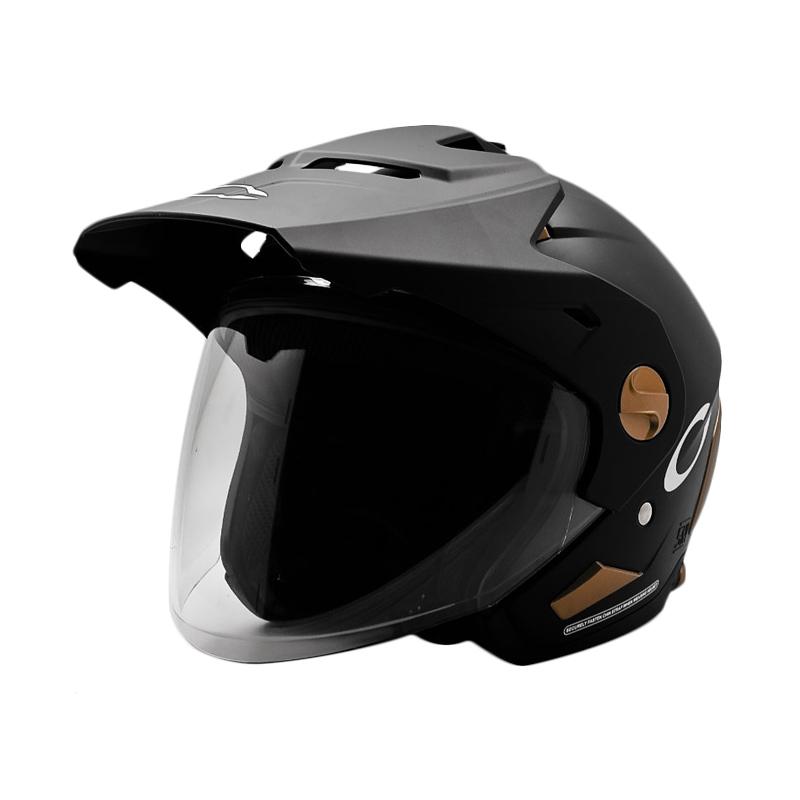 Jual Cargloss Former Text Helm Half Face - Gold Black Doff - M di ...