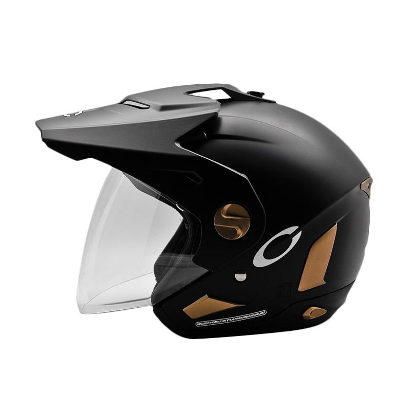 Jual Cargloss Former Text Helm Half Face - Gold Black Doff - L di ...
