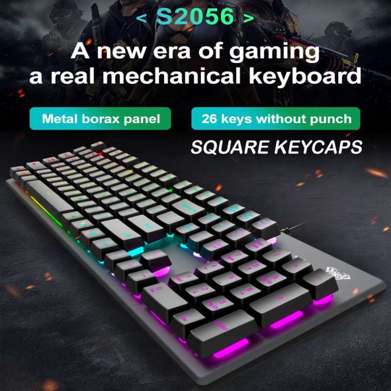 Jual Keyboard Gaming Membrane AULA S-2056 Square- New LED R Backlight ...