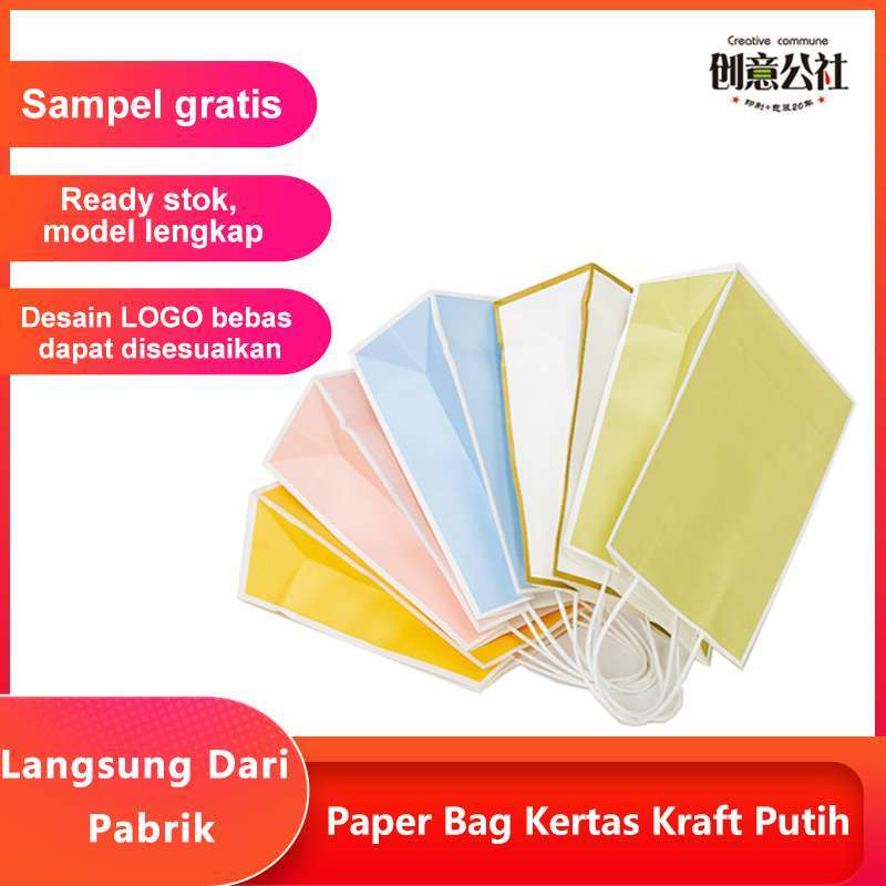 Jual Paper Bag Kertas Kraft Putih Printing dengan LOGO Custom Paper Bag ...
