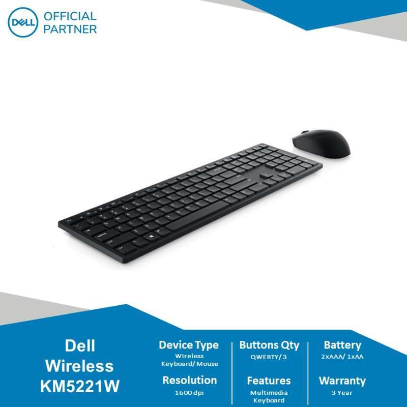 Jual Dell Pro Wireless Keyboard Mouse Km5221w Di Seller Dell Official ...