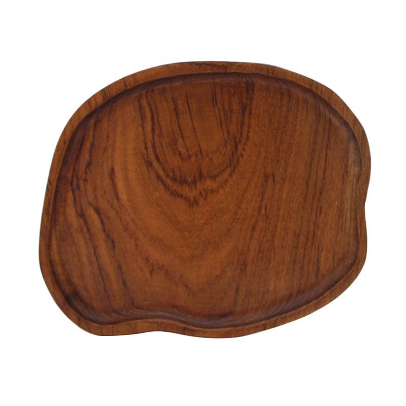 Jual UCHII Natural Teak Wood Medium Dining Plate Kayu Jati Piring Makan ...