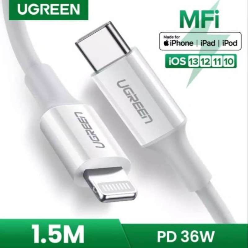 Jual Ugreen MFi USB Type-C To Lightning Cable PD 36W Fast Charging 1.5M - White Terlaris di ...