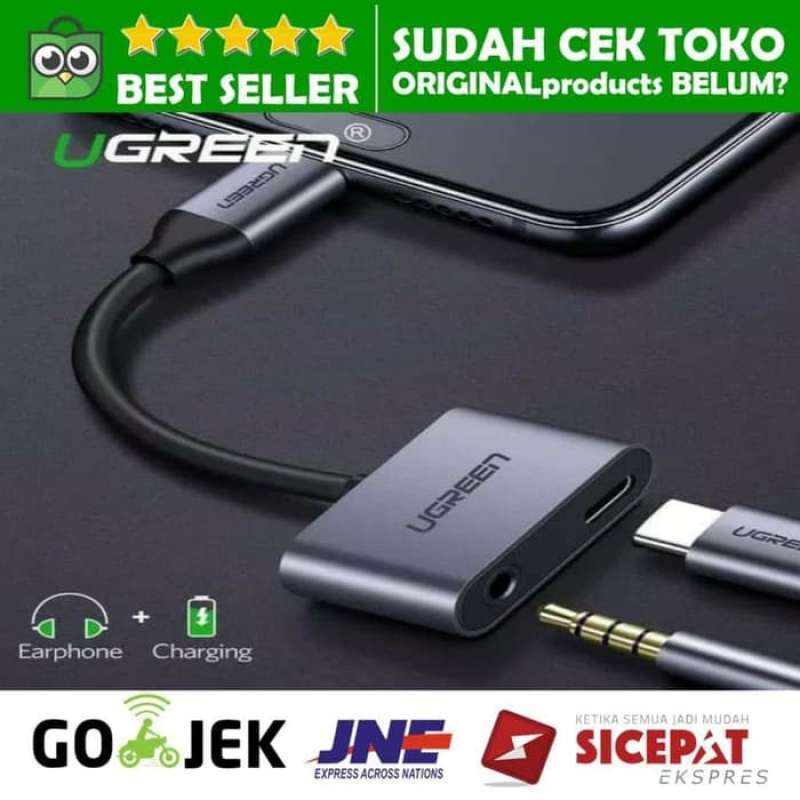 Jual UGREEN sambungan USB TYPE C to jack audio ke aux 3.5mm kabel charging - 50596 New di Seller ...