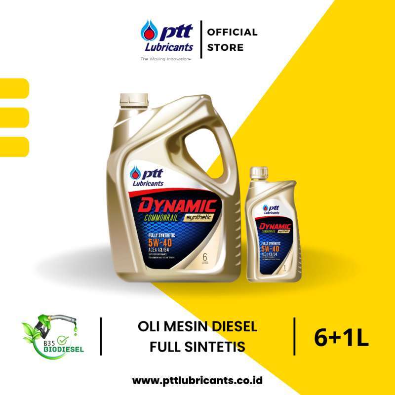 Promo PTT Lubricants Dynamic Commonrail Synthetic 5W40 ACEA A3/B4 Oli Mobil Diesel [6+1L] Diskon ...
