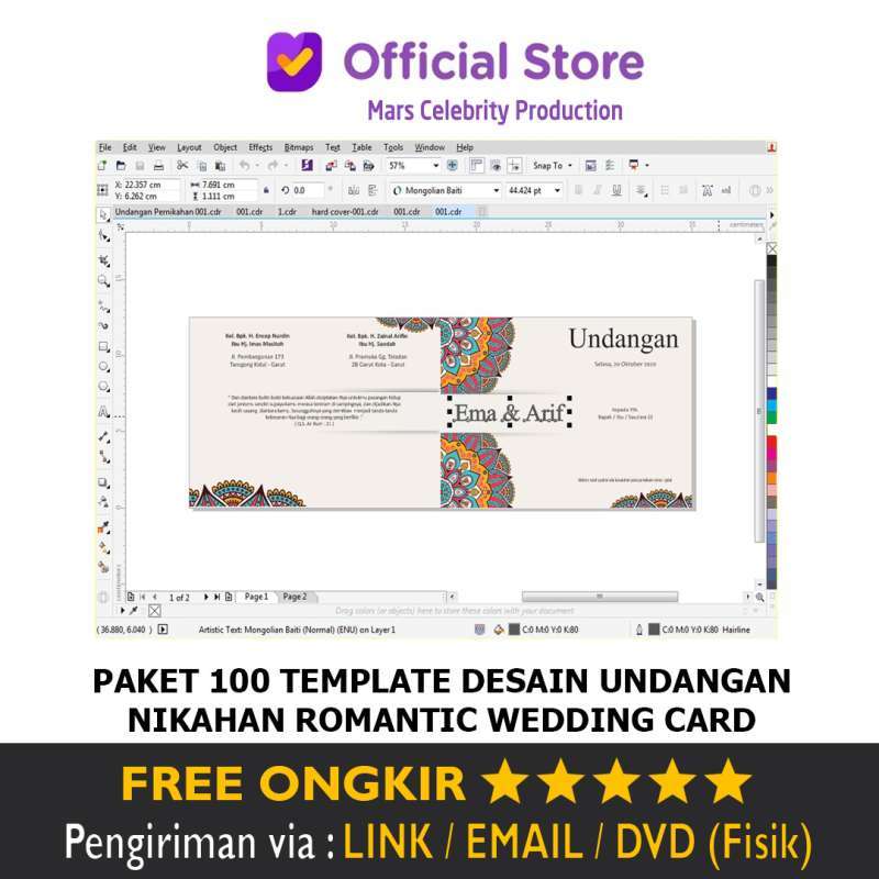 Jual Bundle 100 Template Desain Undangan Nikahan Romantic Wedding Card ...