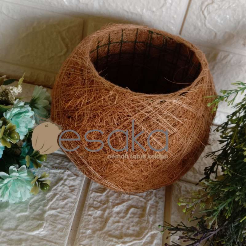 Jual Vas bunga kokedama serabut kelapa unik klasik vas hiasan meja ...