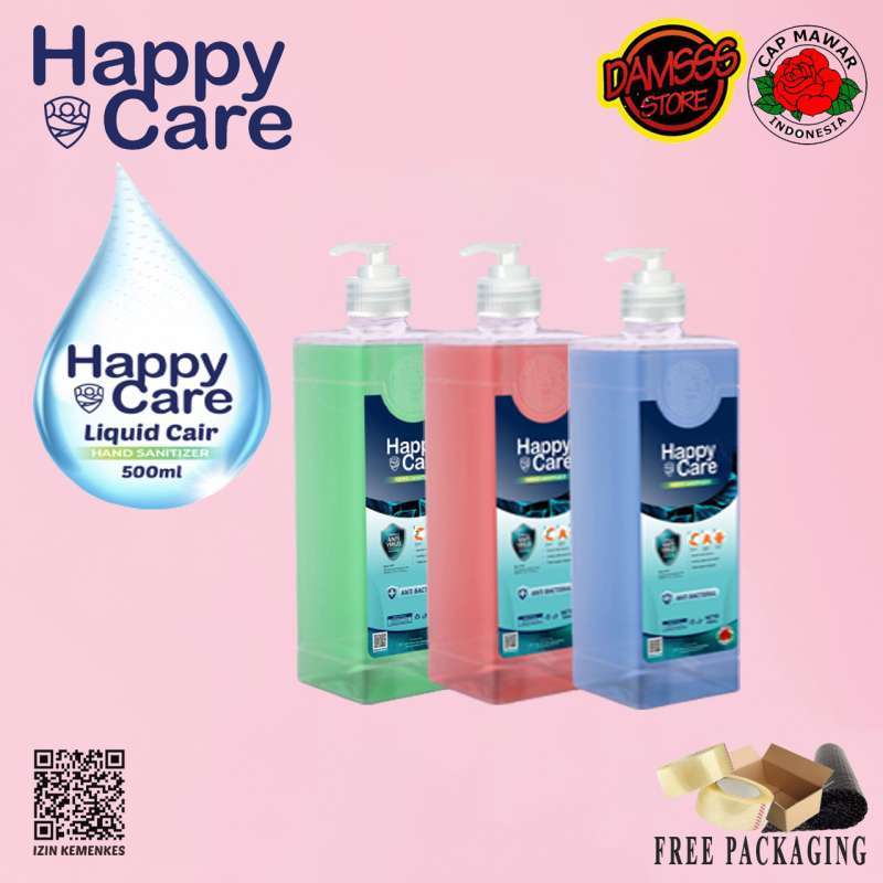 Jual Hand Sanitizer Liquid Cair 500ml Happy Care Liquid Cair Pump ...