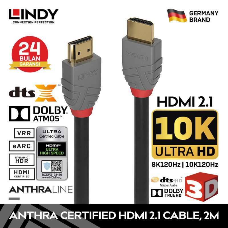 Jual Kabel 36953 Ultra High Speed HDMI 2.1 8K 10K Cable Anthra Line, 2M di Seller LINDY ...