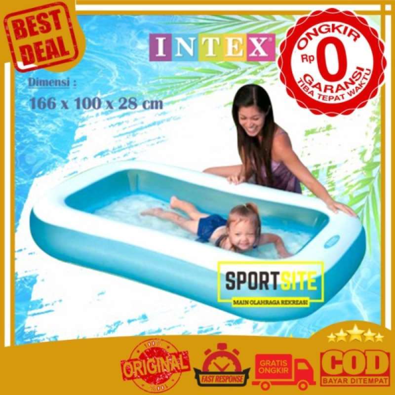Jual Intex Rectangular Pool Biru Putih. Kolam Renang Karet Anak (Dari ...